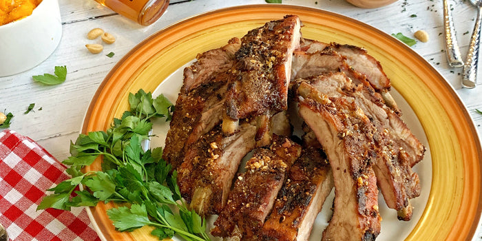 Peanut Maple Bourbon Sweet & Savory Pork Ribs — Hungry Fan®